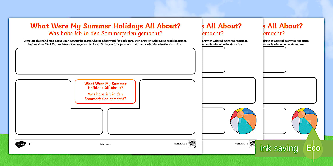 Back to School Summer Holidays Mind Map Worksheet / Worksheet English ...