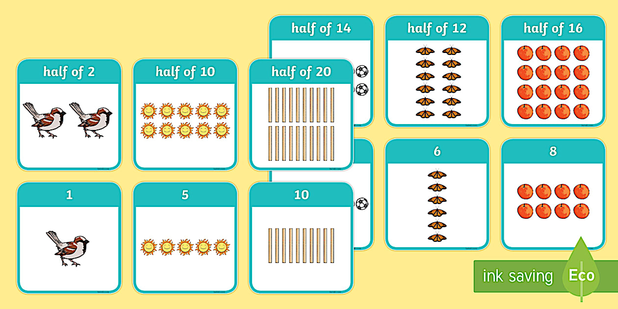 Doubles and Halves Cards (teacher made) - Twinkl