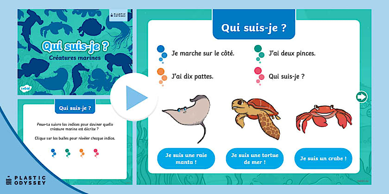 Qui suis-je ? Jeu PowerPoint sur les créatures marines