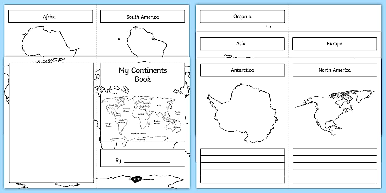 My Seven Continents Mini Book - Geography for Kids - Twinkl