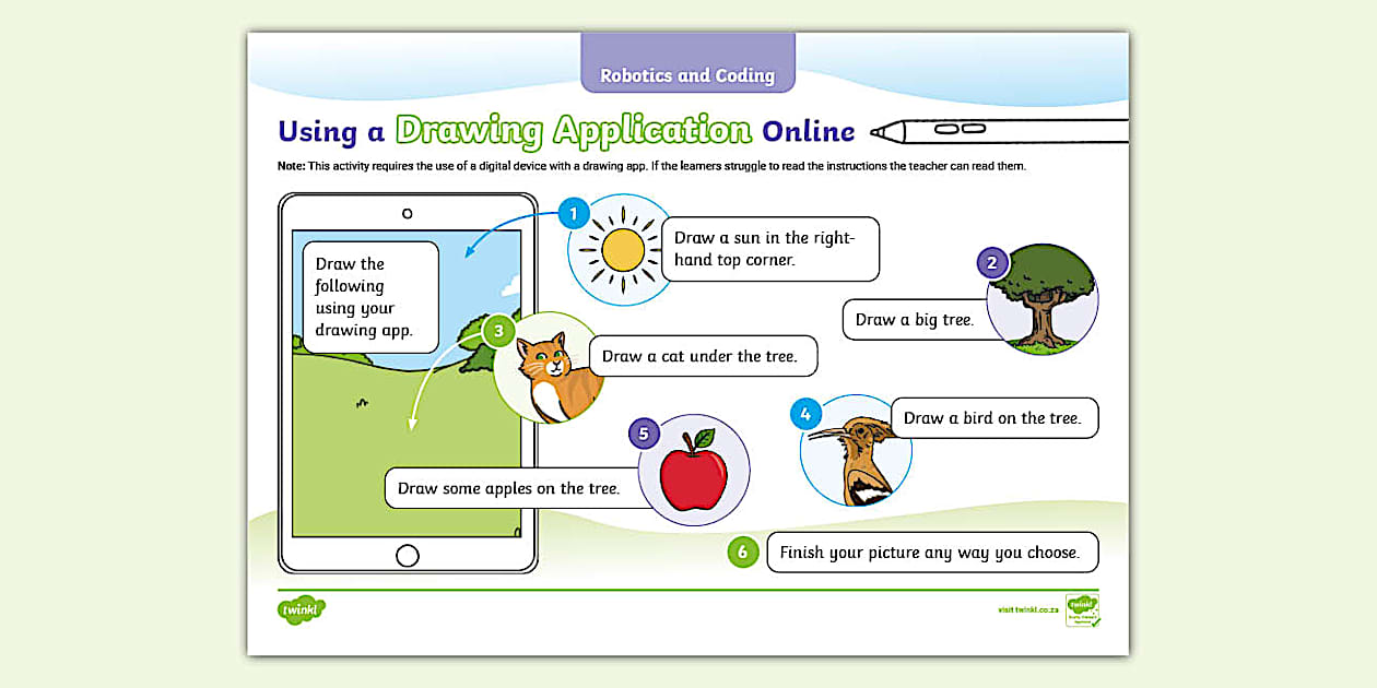 Grade 1 - Robotics and Coding - Using a Drawing App - Twinkl