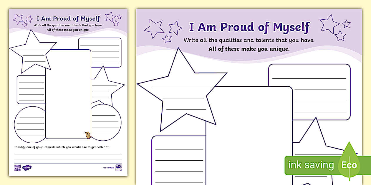 I Am Proud of Myself Activity Sheet (teacher made) - Twinkl