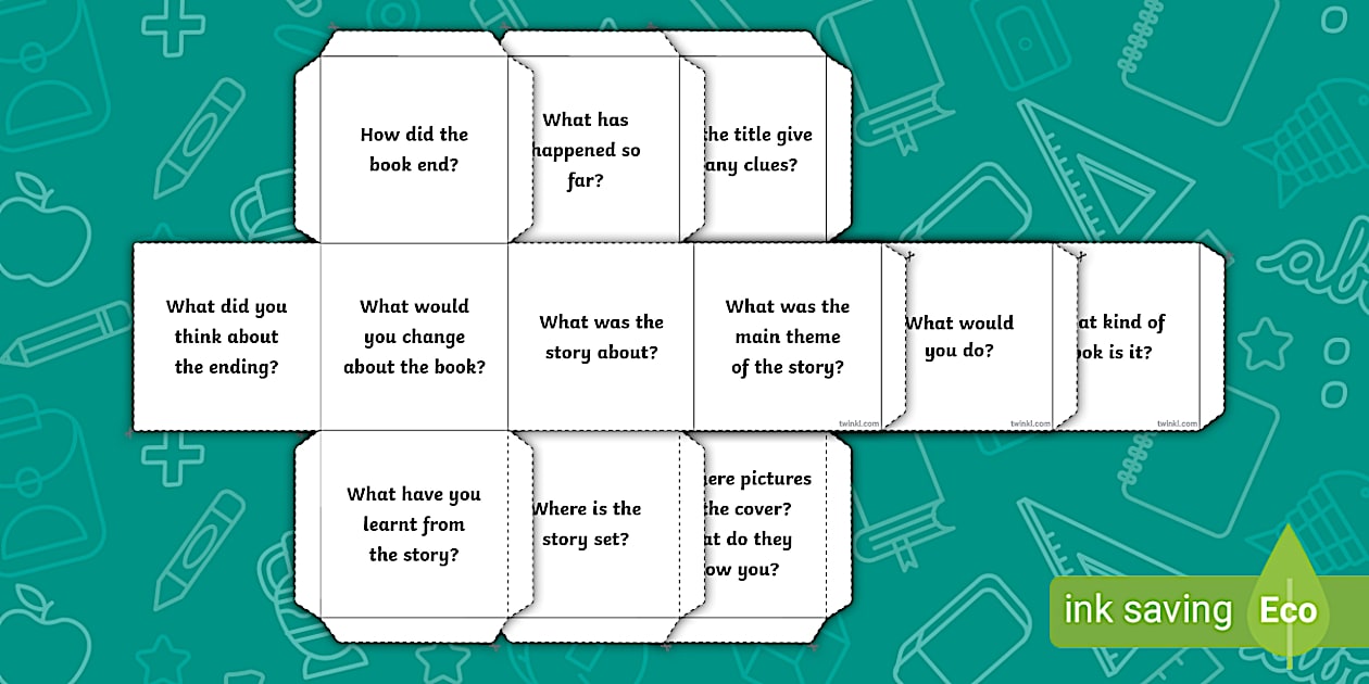 Editable Reading Book Question Prompts Dice Template