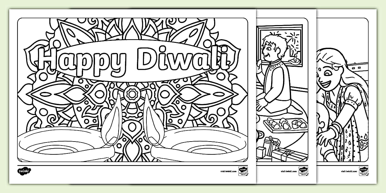 Happy Diwali Colouring Pages - Twinkl
