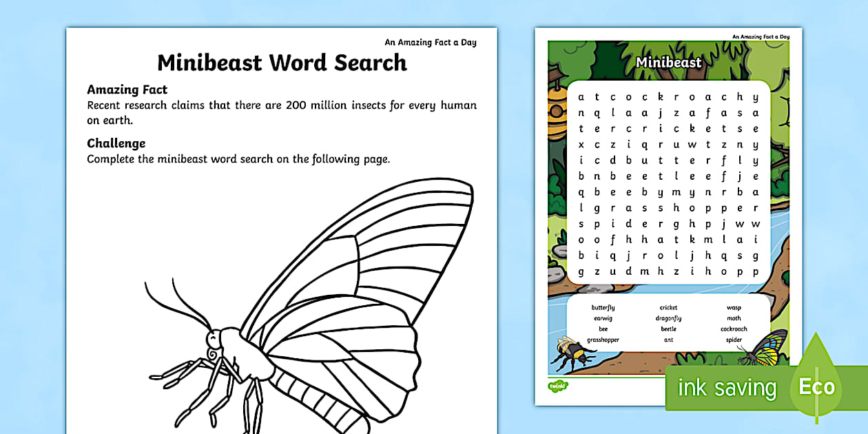 Editable Minibeast Word Search (teacher made) - Twinkl