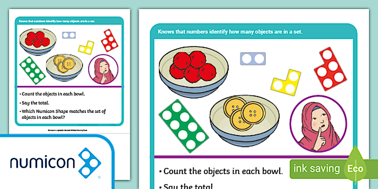 Numicon Shapes: EYFS Challenge: Counting Sets in Bowls