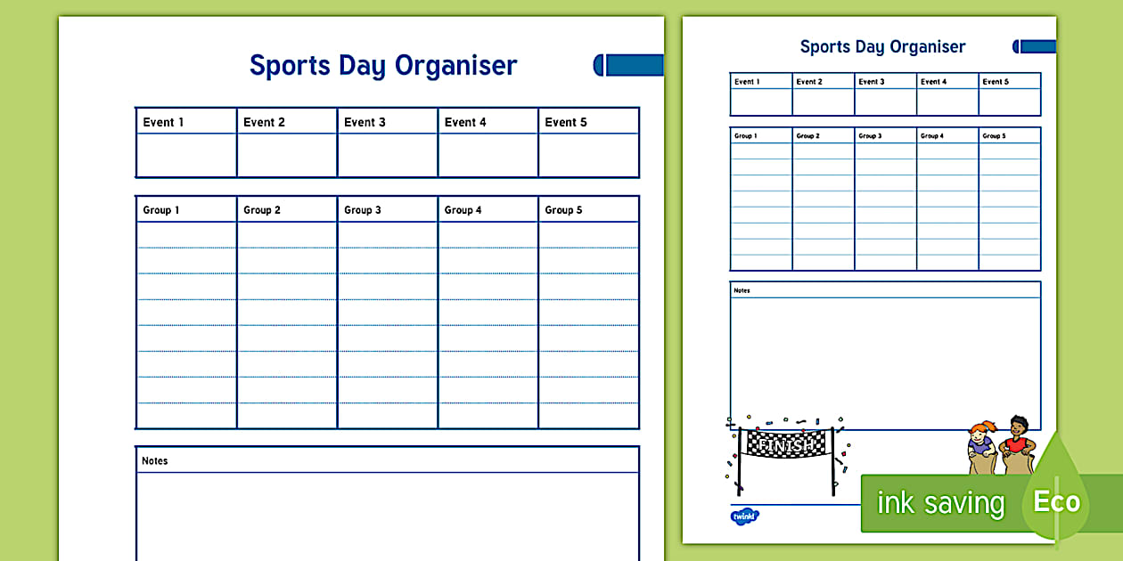 EYFS Sports Day Organiser Plan (teacher made) - Twinkl