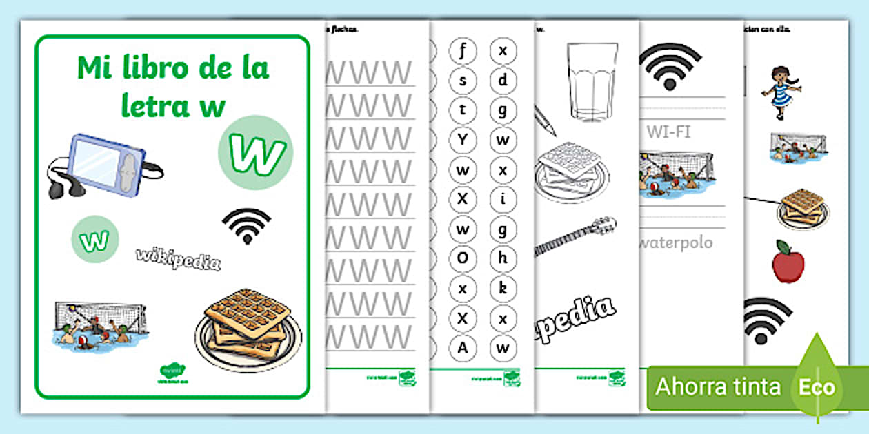 Cuadernillo con actividades divertidas de la letra W.- Guía de trabajo