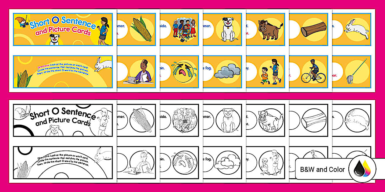 Short O Sentences Cards | 1st Grade Resource | Twinkl USA