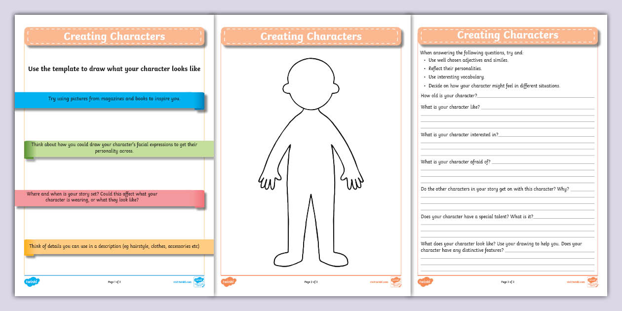 * NEW * Creating A Character Worksheets - Twinkl