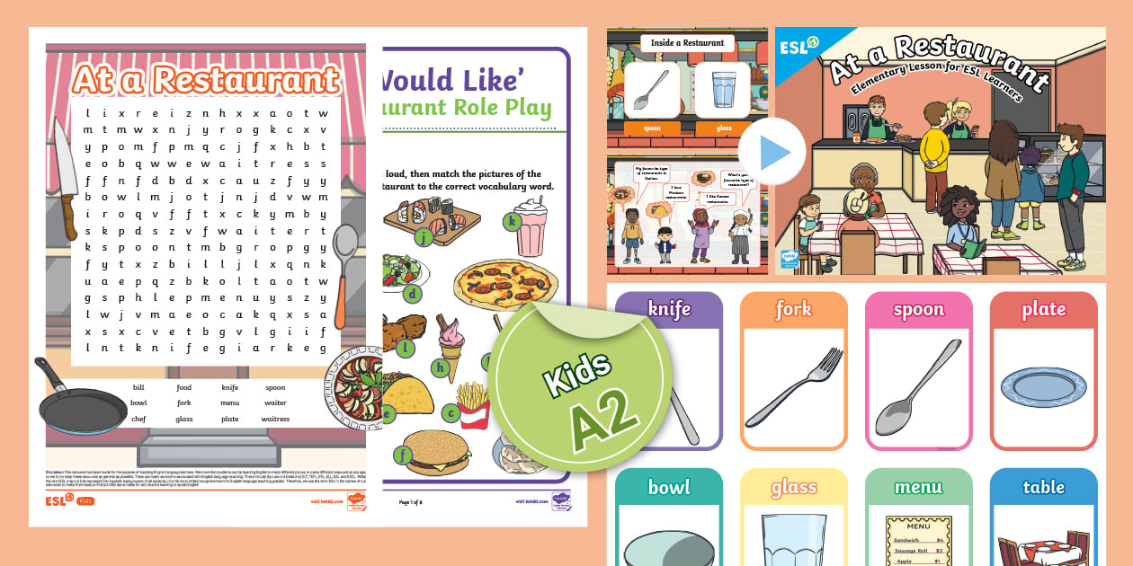 ESL At a Restaurant Lesson Plan for A2 on Twinkl - Twinkl