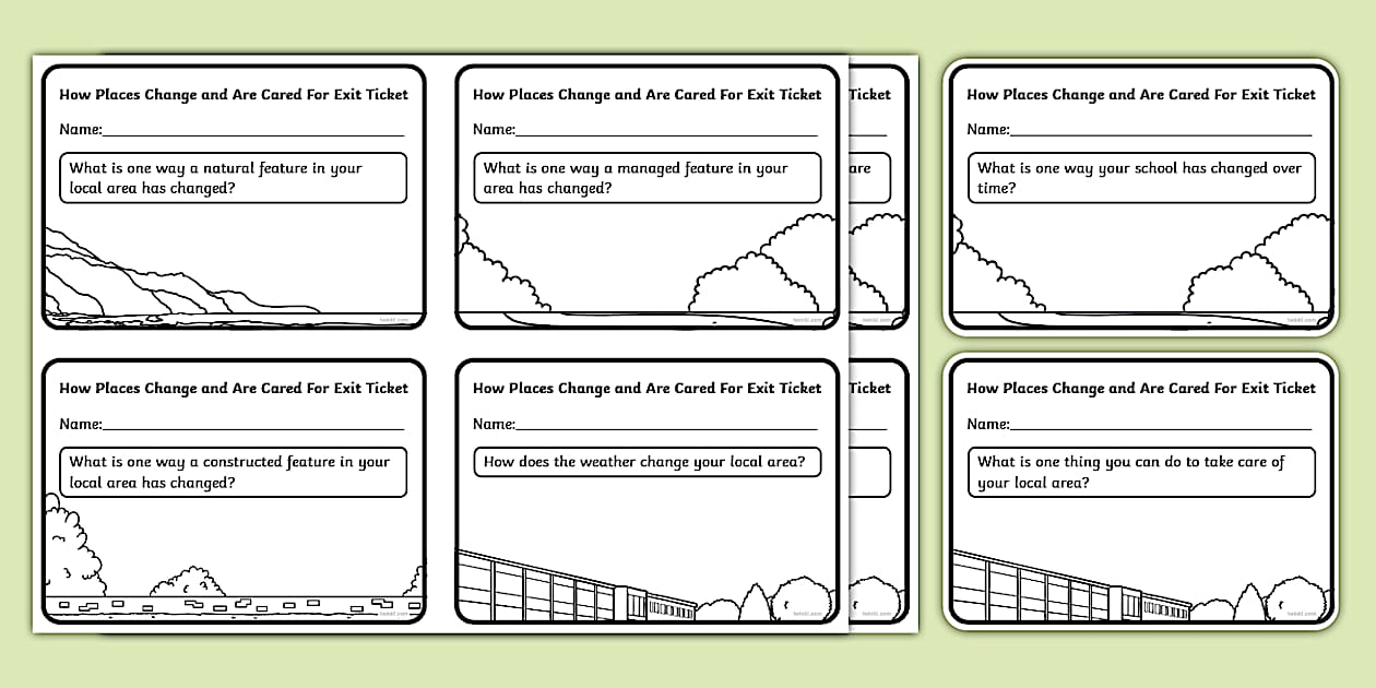 How Places Change and Are Cared For Exit Tickets - Twinkl