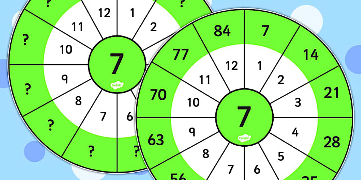 7 Times Table Wheel Cut Outs - Twinkl