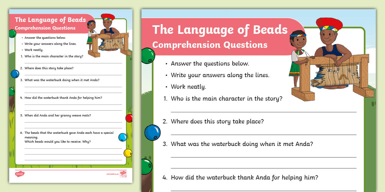 The Language of Beads- Comprehension Questions - Twinkl