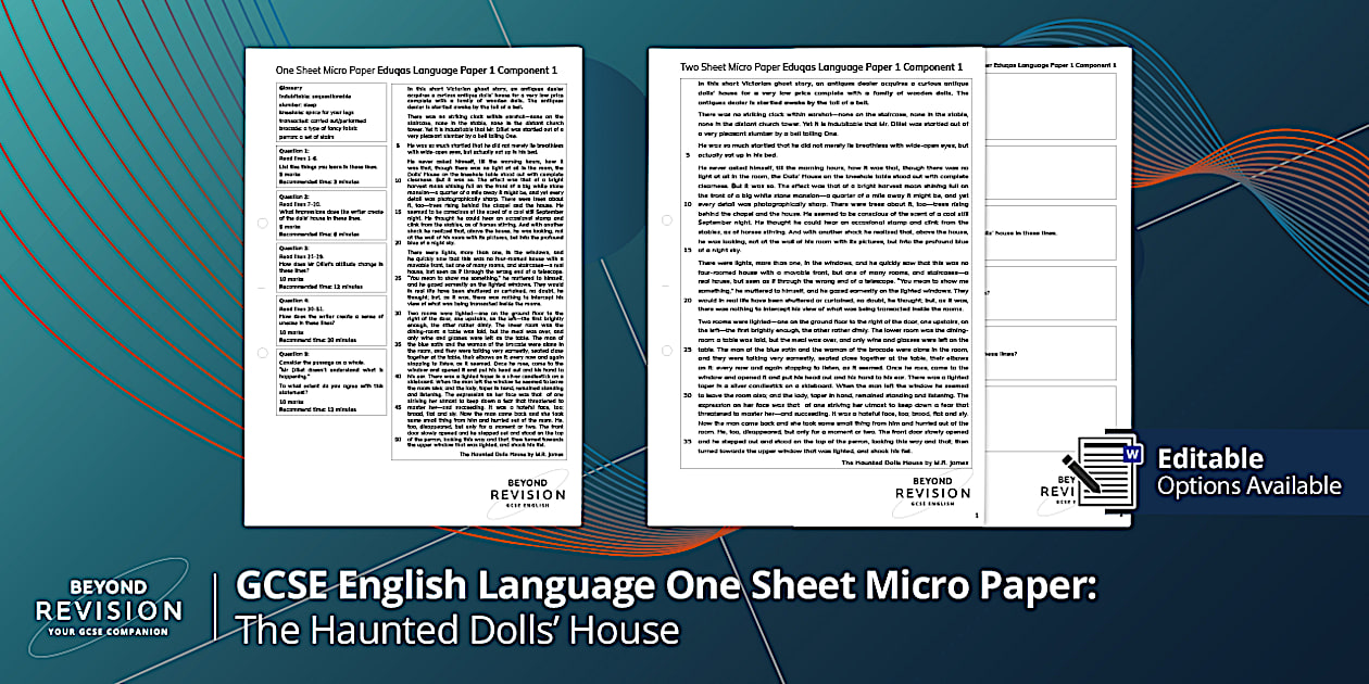 GCSE English Language One Sheet Micro Paper: The Haunted Dolls' House ...
