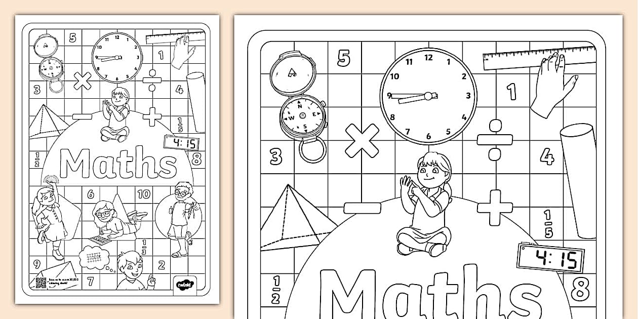 👉 Maths Unit Page Colouring, Maths Book Cover - Twinkl