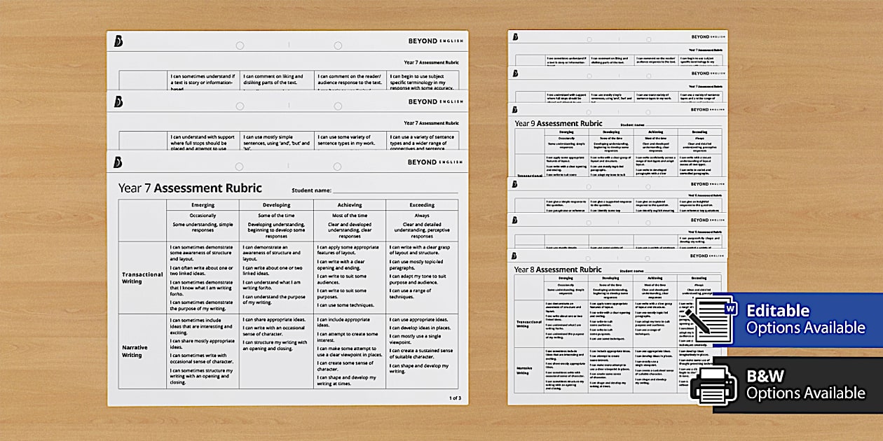 GCSE KS3 Student-Friendly Assessment Rubric/Guide to Making Judgment