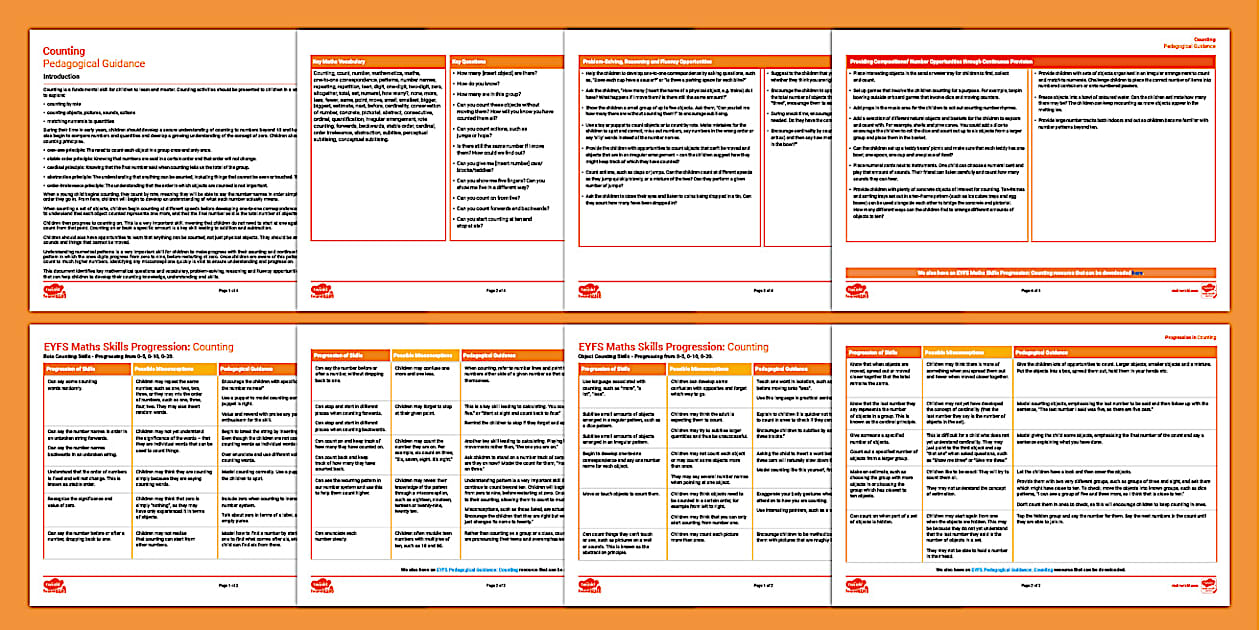 EYFS Maths: Counting Skills Progression and Pedagogical Guidance ...