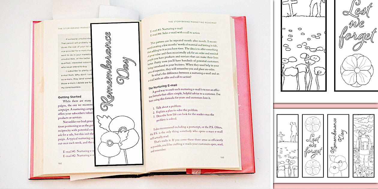 Remembrance Day Colouring Bookmarks | Twinkl Party - Twinkl