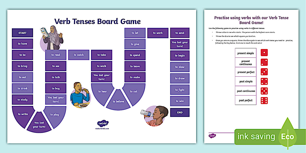 Caribbean Practising Verb Tenses Board Game (teacher made)