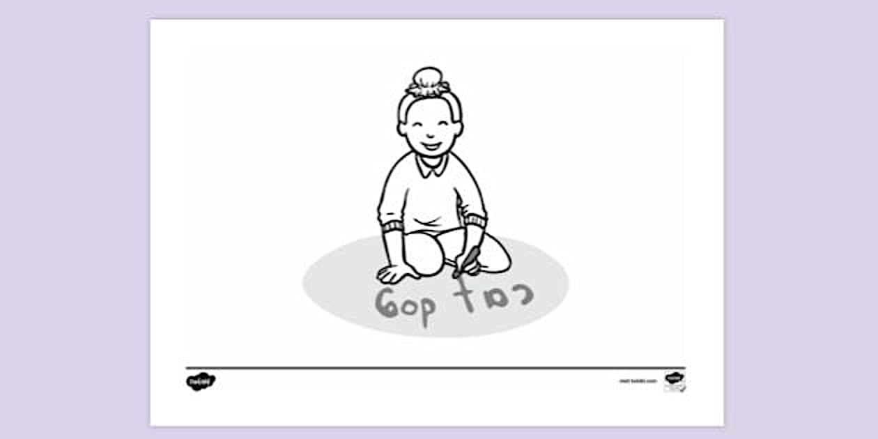 Child Writing with Chalk Colouring | Colouring Sheets