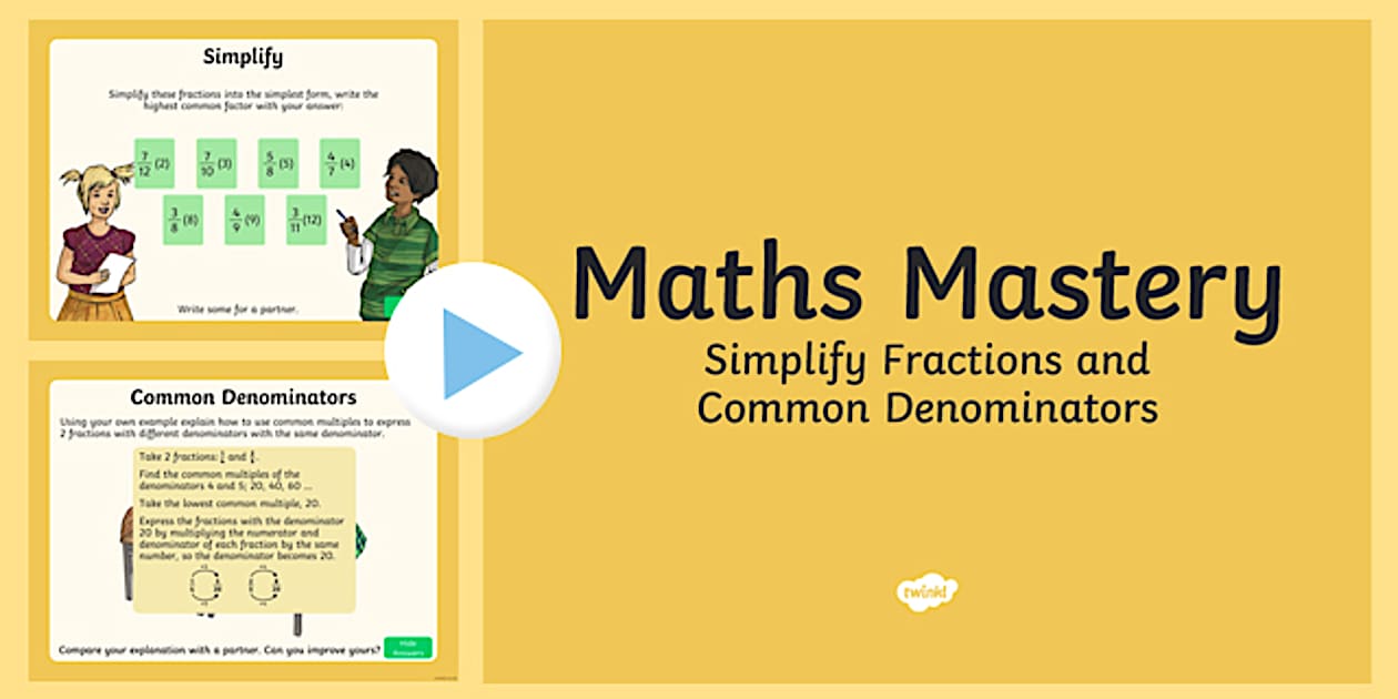 Year 6 Fractions Simplifying Fractions PowerPoint - Twinkl