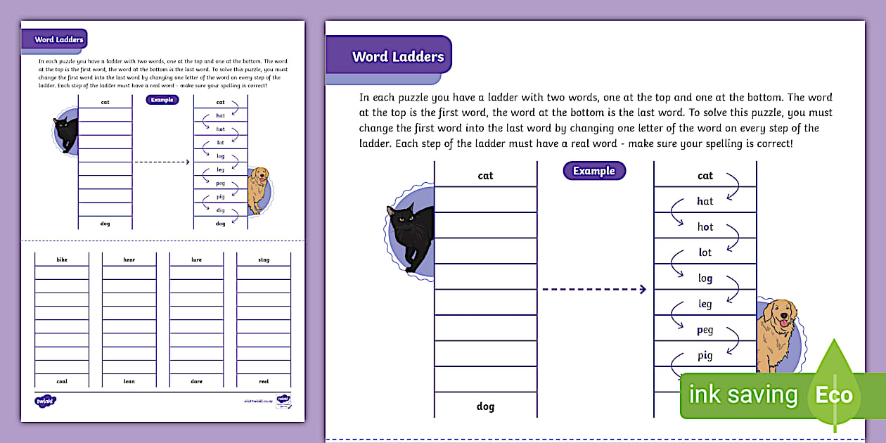 Year 5-6 Literacy Puzzles: Beginning Word Ladders - Twinkl