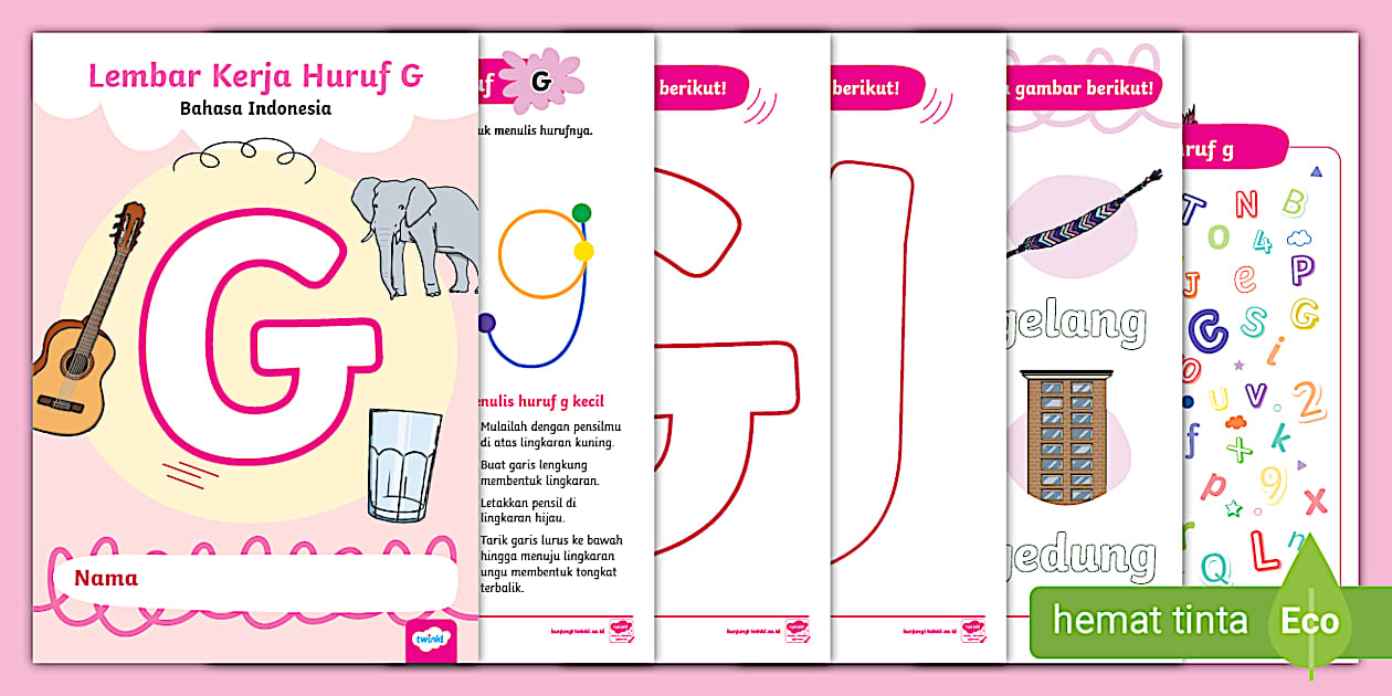 Booklet Menulis Alfabet Huruf 'G' Bahasa Indonesia - Twinkl