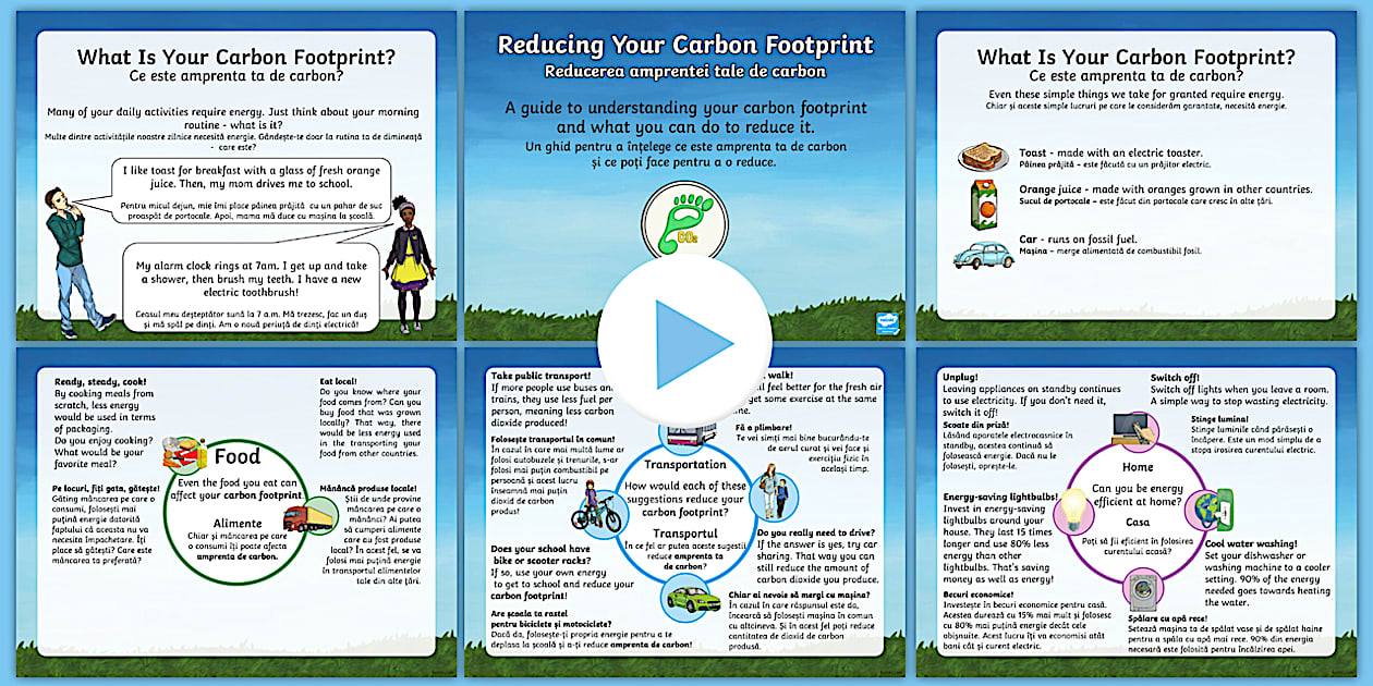 Earth Day: Reducing Your Carbon Footprint PowerPoint English/Romanian