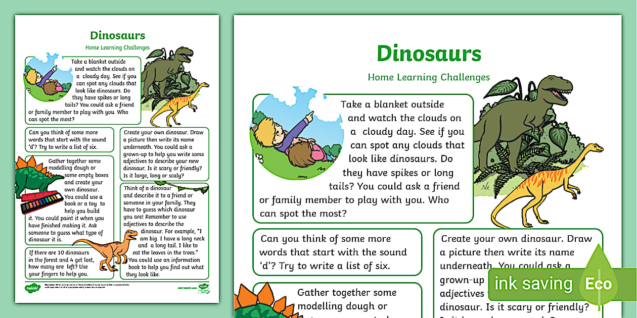 Dinosaurs Home Learning Challenges Reception FS2 - Twinkl