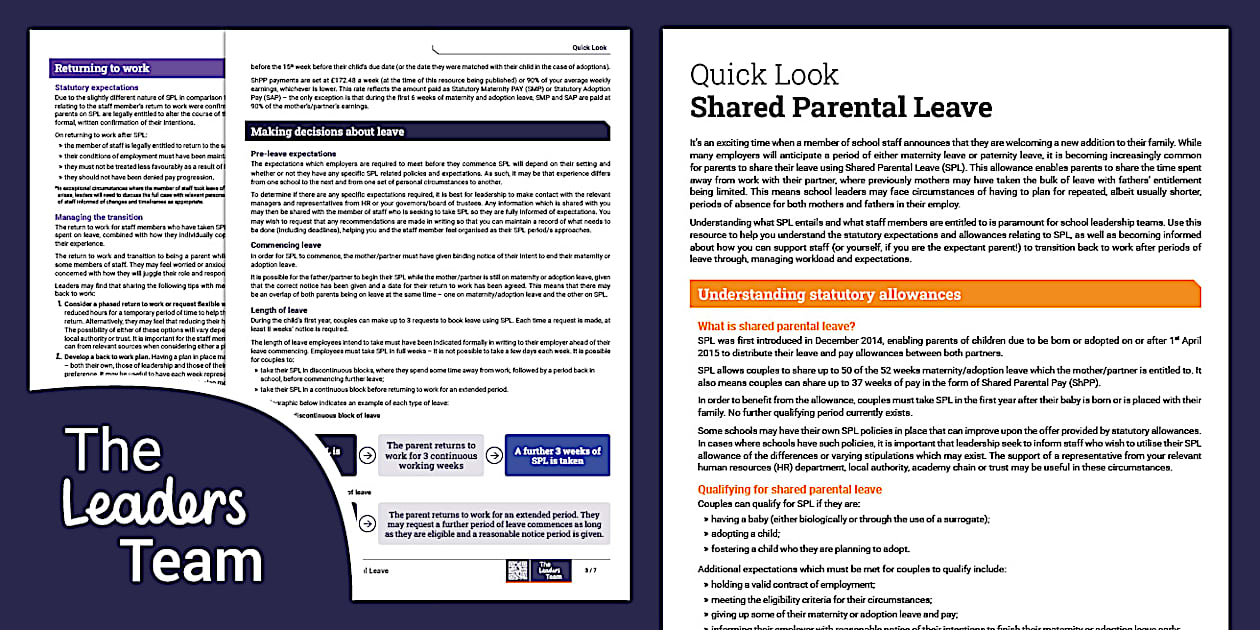 Quick Look: Shared Parental Leave (teacher made) - Twinkl
