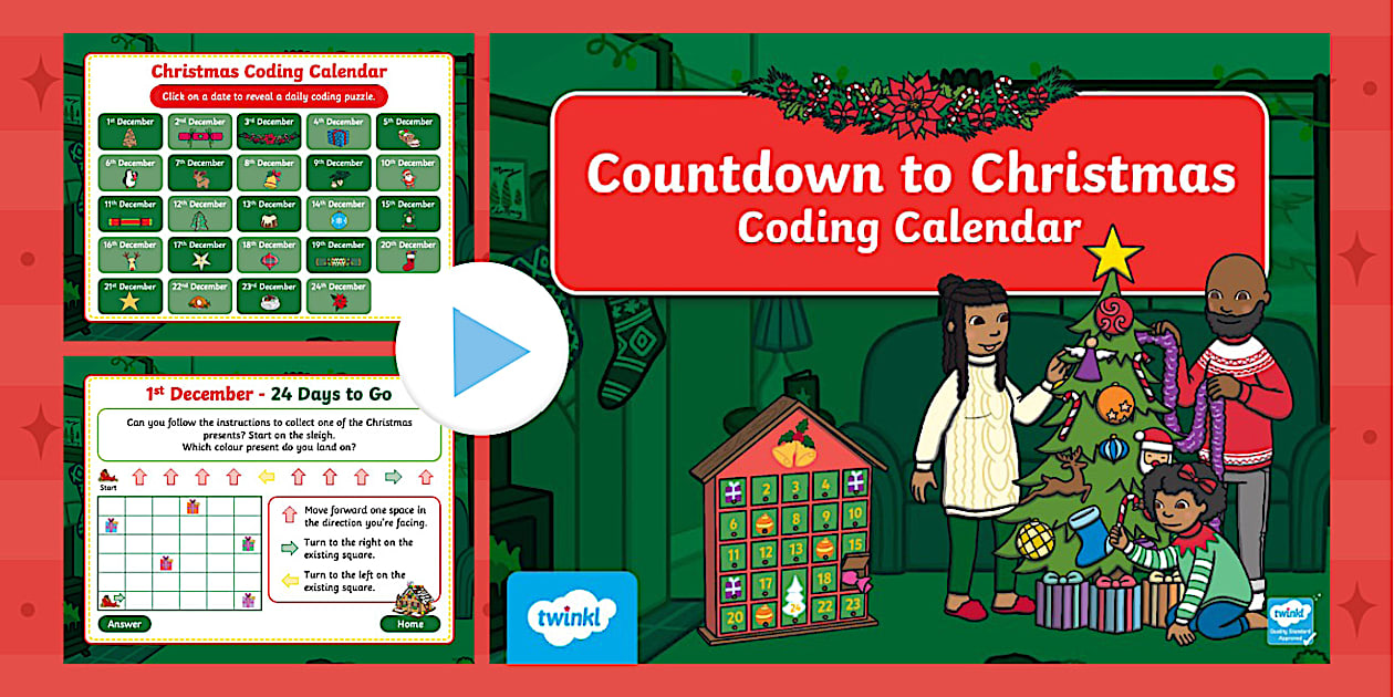 KS1 Countdown to Christmas Coding Calendar-Computing-Twinkl
