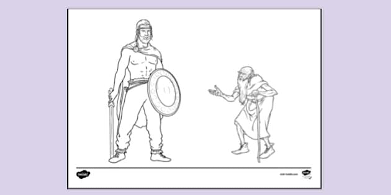 Fionn with Old Man Colouring Sheet | Colouring Sheets