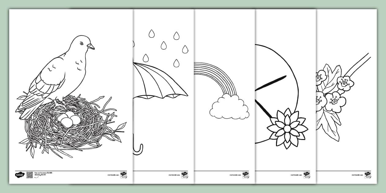 Spring Picture and Word Colouring Sheets | Twinkl - Twinkl