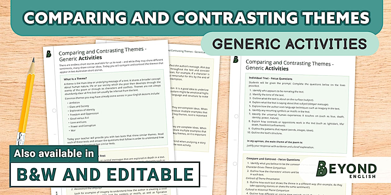 Comparing and Contrasting Themes - Generic Activities