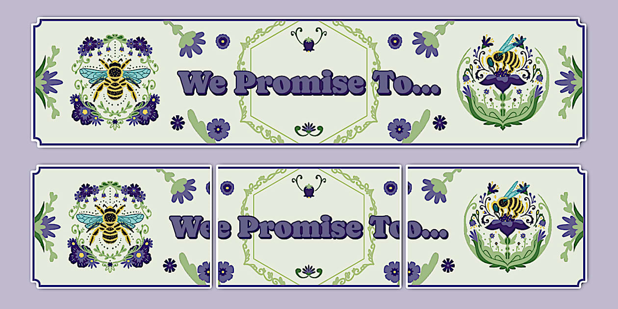 Bee-Themed We Promise To... Display Banner (teacher made)