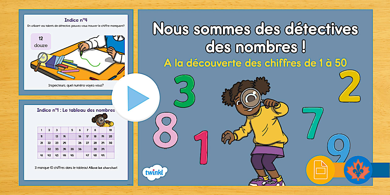 Number Detectives! Discovering 1-50 PowerPoint French