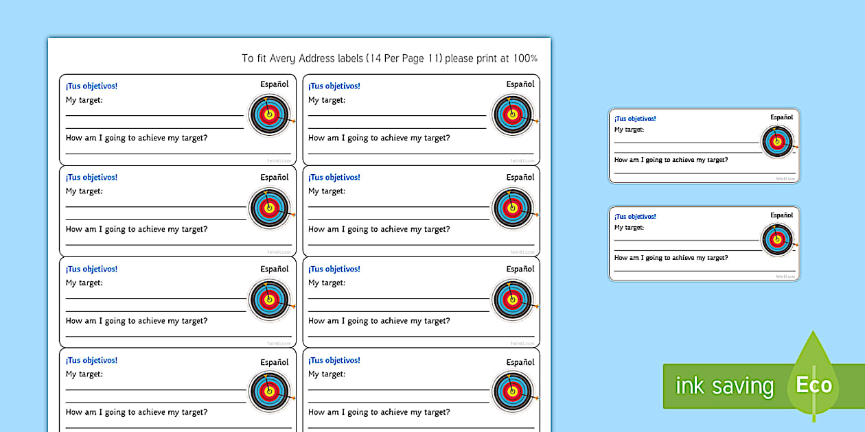 Editable Time-Saving New Targets Stickers Spanish - Twinkl