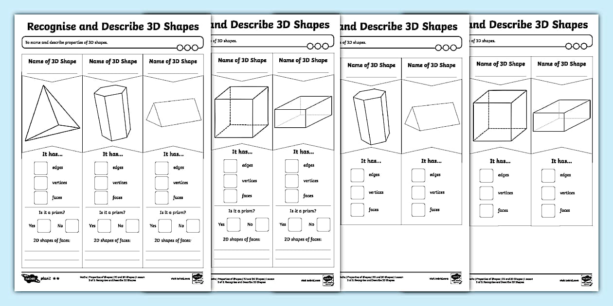 👉 Recognise and Describe 3D Shapes Differentiated Maths Activity Sheet