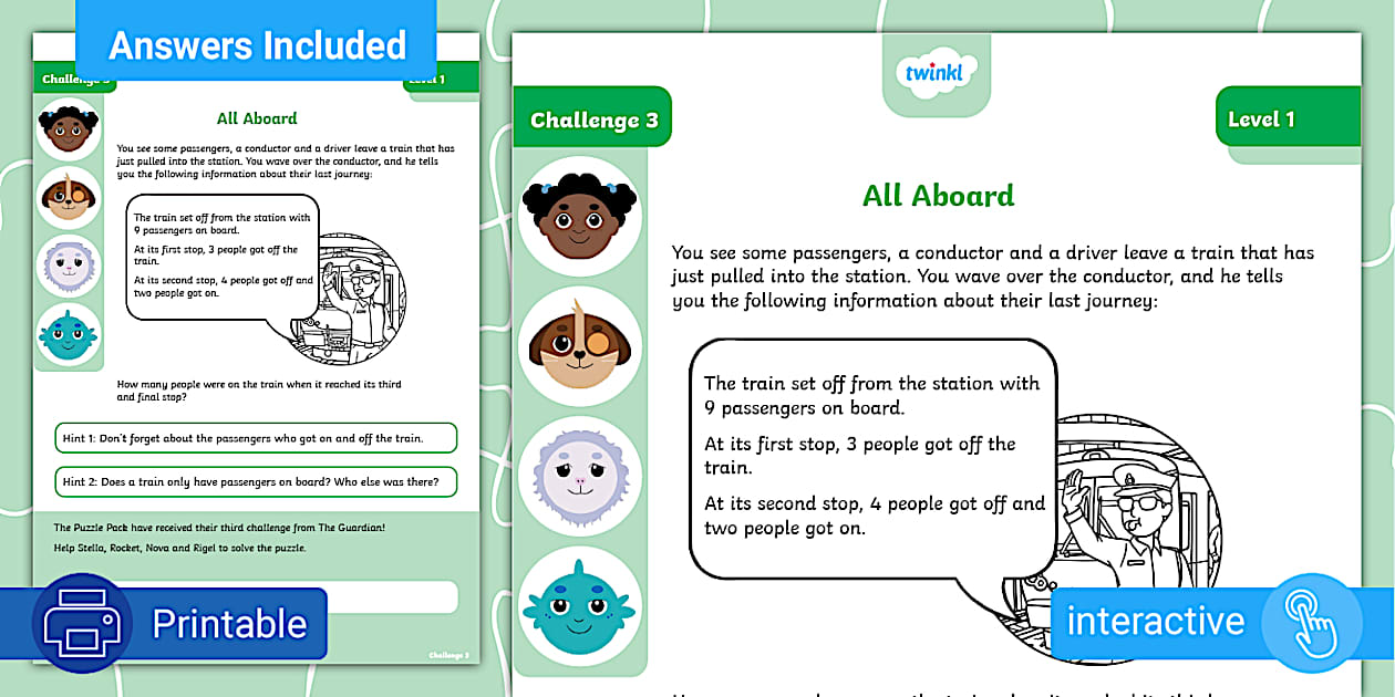 Puzzle Pack – Challenge 3 - Kids Logic Puzzles – Twinkl - L1