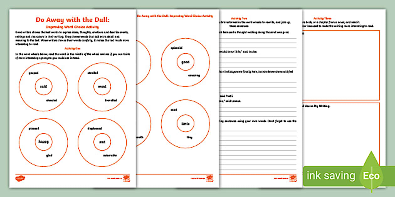 Word Choice Exercises PDF - Do Away With the Dull Activity