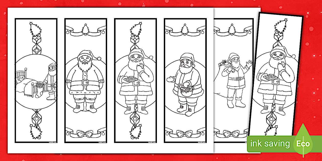 Santa Colouring Bookmarks (Hecho por educadores) - Twinkl
