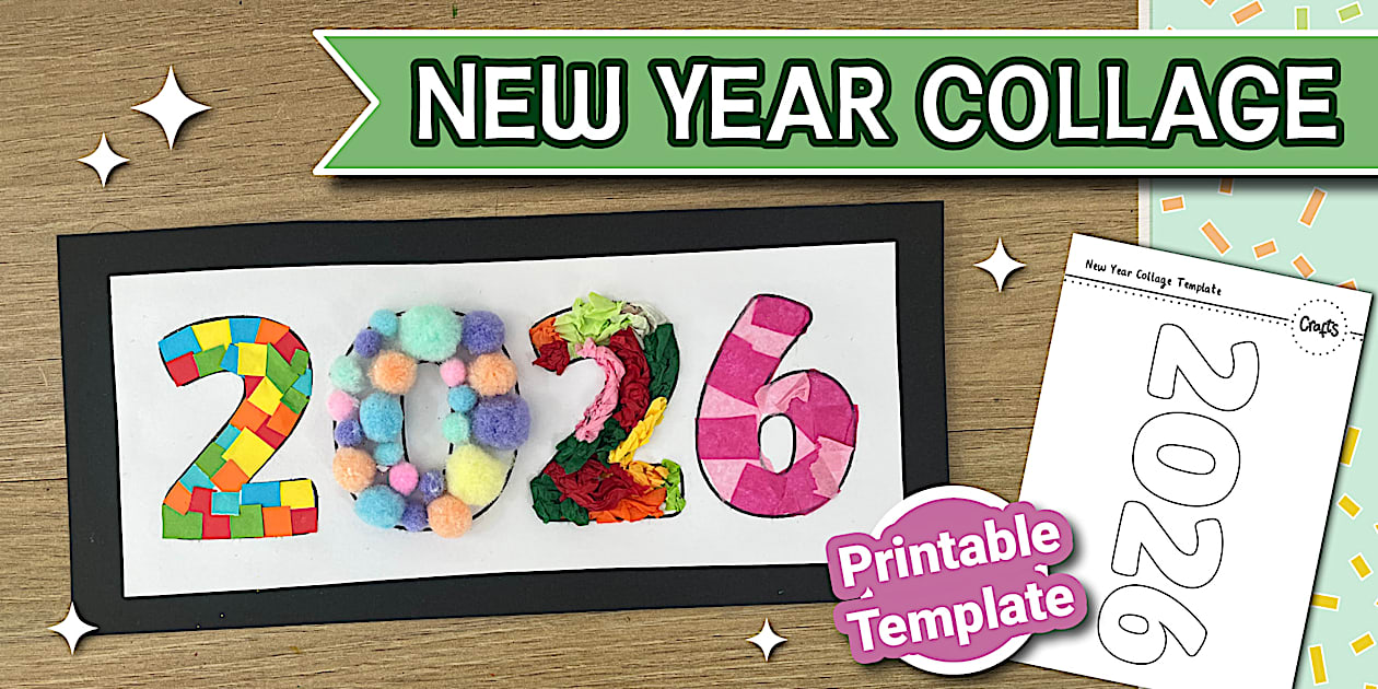 New Year Collage Craft Template | New Year Crafts