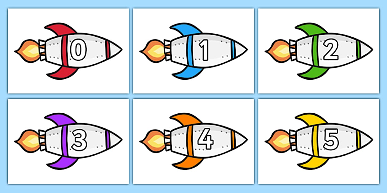 Calendar Numbers 0-31 on Rockets (Landscape) - Twinkl