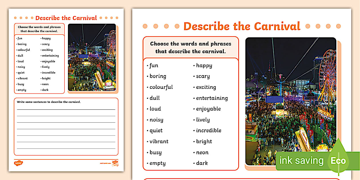 Describe the Carnival Writing Activity