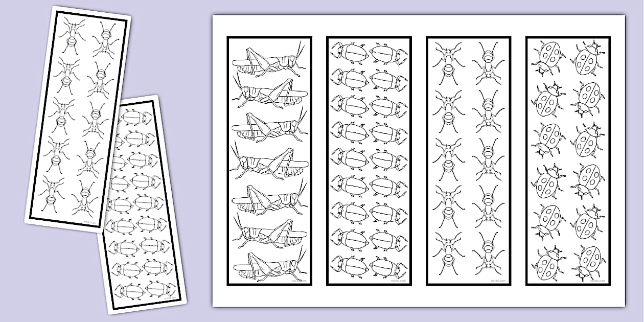 Insects Colouring Bookmarks (Teacher-Made) - Twinkl