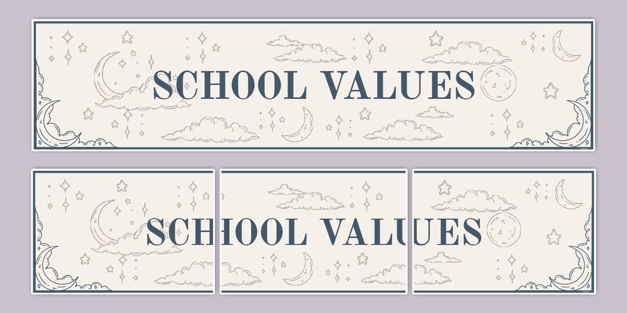 Celestial-Themed School Values Display Banner (teacher made)