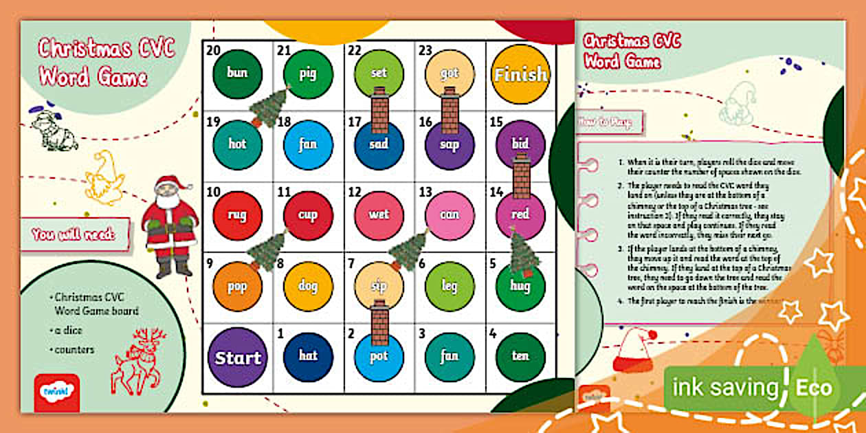 Christmas CVC Word Game (teacher made) - Twinkl