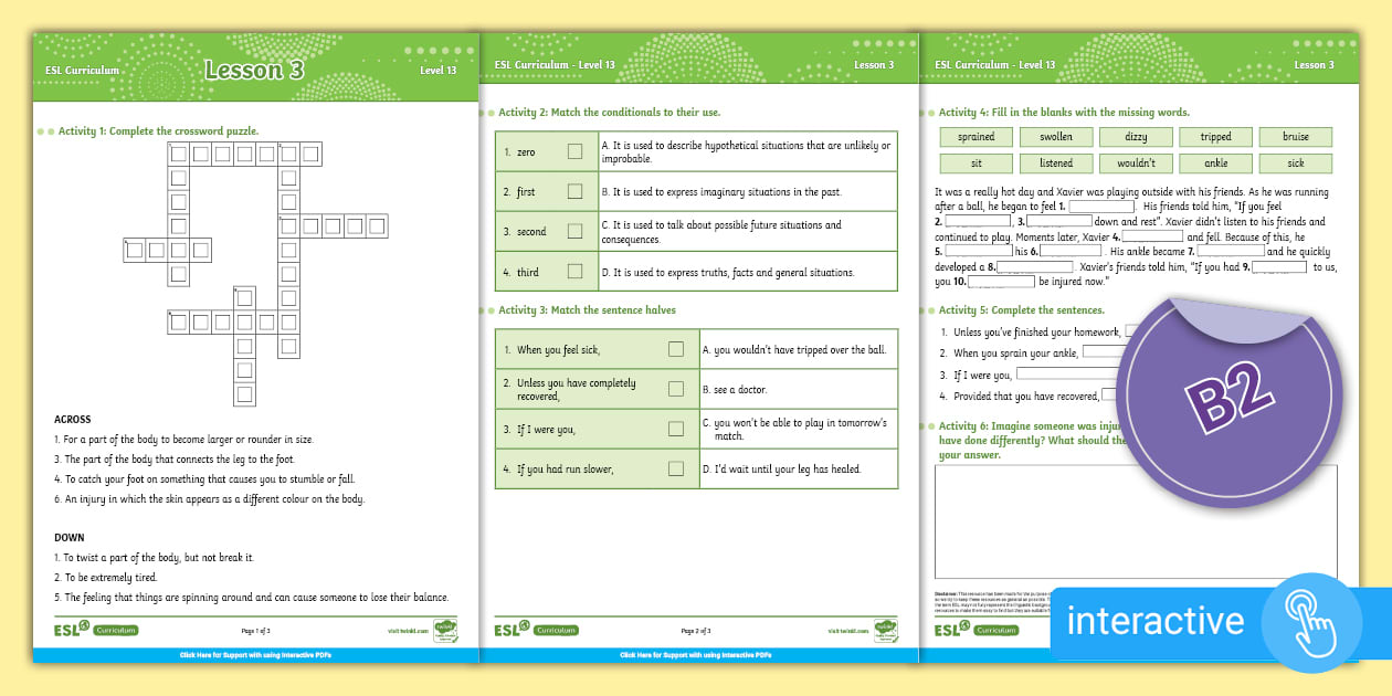 ESL Curriculum Level 13 Lesson 3 Interactive Activity