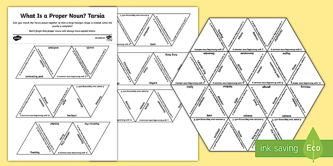 Editable What Is a Proper Noun? Tarsia Puzzle Activity